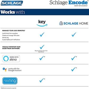 Schlage Encode Smart Wi-Fi Deadbolt with Camelot Trim in Matte Black