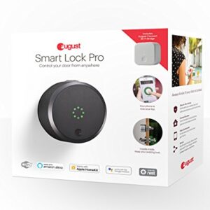 August Smart Lock Pro + Connect Hub - Wi-Fi Smart Lock for Keyless Entry - Works with Alexa, Google Assistant, and more – Dark Gray