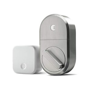 august smart lock + connect wi-fi bridge, satin nickel, works with alexa, keyless home entry from anywhere