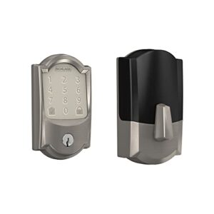 schlage encode smart wi-fi deadbolt with camelot trim in satin nickel