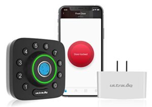 smart lock, ultraloq u-bolt pro with bridge wifi adaptor, 6-in-1 keyless entry door lock with app, wifi, bluetooth, fingerprint and keypad, ansi grade 1 certified, smart door lock, front door lock