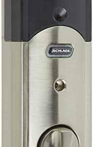 SCHLAGE Z-Wave Connect Camelot Touchscreen Deadbolt with Built-In Alarm, Satin Nickel, BE469 CAM 619, Works with Alexa via SmartThings, Wink or Iris