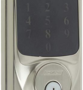 SCHLAGE Z-Wave Connect Camelot Touchscreen Deadbolt with Built-In Alarm, Satin Nickel, BE469 CAM 619, Works with Alexa via SmartThings, Wink or Iris