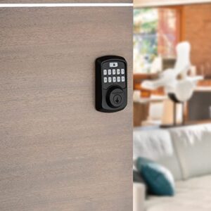 Kwikset 99420-003 Aura Bluetooth Programmable Keypad Door Lock Deadbolt Featuring SmartKey Security, Iron Black