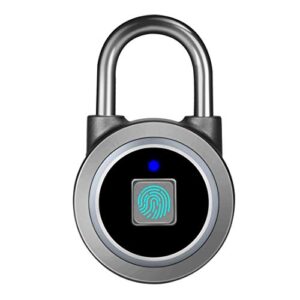 fingerprint padlock, bluetooth lock, mobile app, megafeis smart padlock with keyless biometric, water resistant, suitable for gym, sports, bike, school, locker and storage(grey)