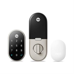 google nest x yale lock – tamper-proof smart lock for keyless entry – keypad deadbolt lock for front door – works with nest secure alarm system – satin nickel