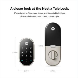 Google Nest x Yale Lock - Tamper-Proof Smart Lock for Keyless Entry - Keypad Deadbolt Lock for Front Door - Works with Nest Secure Alarm System - Satin Nickel