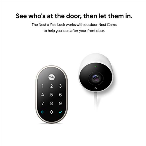 Google Nest x Yale Lock - Tamper-Proof Smart Lock for Keyless Entry - Keypad Deadbolt Lock for Front Door - Works with Nest Secure Alarm System - Satin Nickel