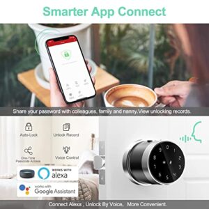 Geek Smart Door Lock, Fingerprint Door Lock Keyless Entry Door Lock with Keypad Smart Door Knob Remote Control with APP IC Card Mechanical Key Great for Airbnb Homes Apartments Hotels and Offices