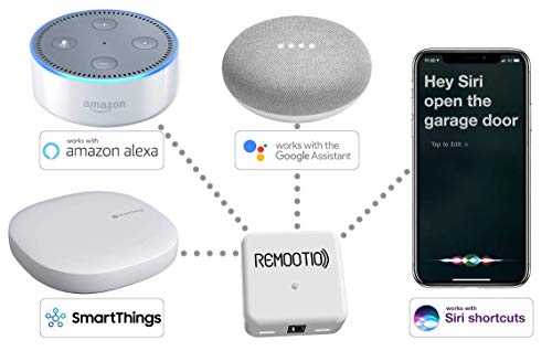 Remootio 2 WiFi and Bluetooth Smart Garage Door Opener with iOS and Android App, Amazon Alexa, Google Home, SmartThings, Siri Shortcuts. with Sensor and Power Adapter.