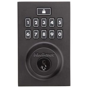 Kwikset 914 Contemporary Keypad SmartCode Electronic Deadbolt Smart Lock featuring SmartKey Security and ZigBee 3.0 Technology in Matte Black