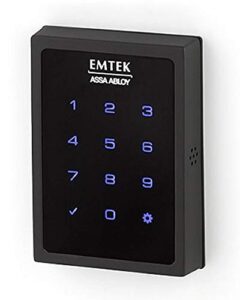 emtek empowered motorized touchscreen keypad smart deadbolt – connected by august, flat black coated (us19), model: emp1101us19