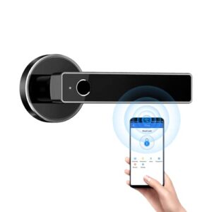 tiffane fingerprint door lock, smart door lock, keyless entry door lock, smart locks for front door, biometric door lock, smart door knob, bluetooth wifi door lock security for smart home(black)