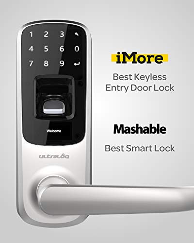 ULTRALOQ UL3 BT (2nd Gen) Smart Lock + Bridge WiFi Adaptor, 5-in-1 Keyless Entry Door Lock with WiFi, Bluetooth, Biometric Fingerprint and Touch Keypad, Smart Door Lock Latch Edition (Satin Nickel)