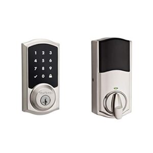 kwikset 99160-020 smartcode 916 traditional smart lock touchscreen electronic deadbolt door lock with smartkey security and z-wave plus, satin nickel