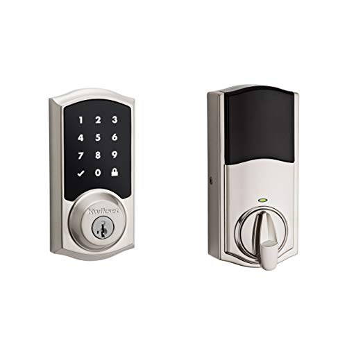 Kwikset 99160-020 Smartcode 916 Traditional Smart Lock Touchscreen Electronic Deadbolt Door Lock with SmartKey Security and Z-Wave Plus, Satin Nickel