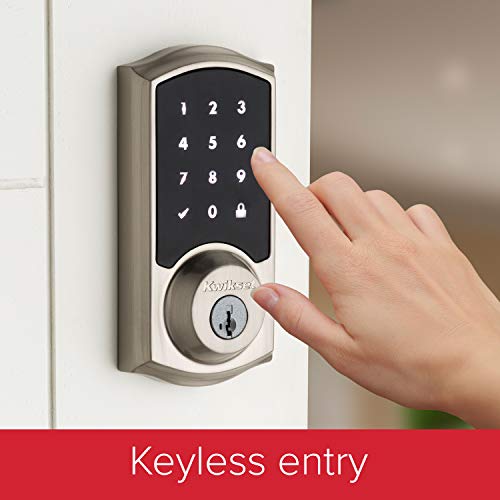 Kwikset 99160-020 Smartcode 916 Traditional Smart Lock Touchscreen Electronic Deadbolt Door Lock with SmartKey Security and Z-Wave Plus, Satin Nickel