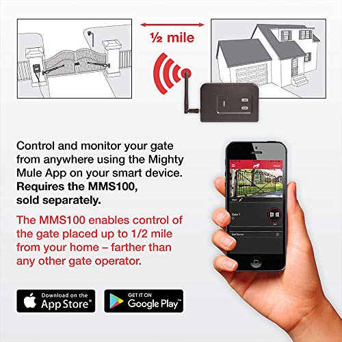 Mighty Mule MM571W Heavy Duty Smart Gate Opener, Single, Black