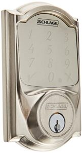 schlage be479aa v cam 619 satin nickel sense smart deadbolt with camelot trim