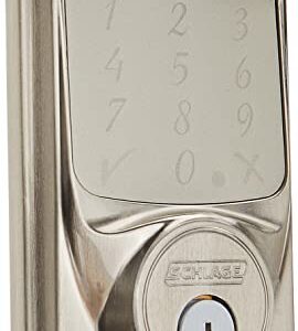 SCHLAGE BE479AA V CAM 619 Satin Nickel Sense Smart Deadbolt with Camelot Trim