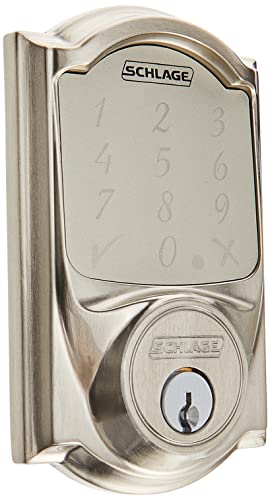 SCHLAGE BE479AA V CAM 619 Satin Nickel Sense Smart Deadbolt with Camelot Trim