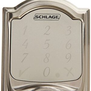 SCHLAGE BE479AA V CAM 619 Satin Nickel Sense Smart Deadbolt with Camelot Trim