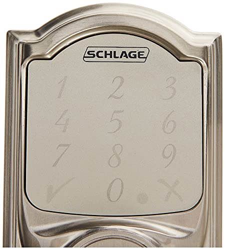 SCHLAGE BE479AA V CAM 619 Satin Nickel Sense Smart Deadbolt with Camelot Trim