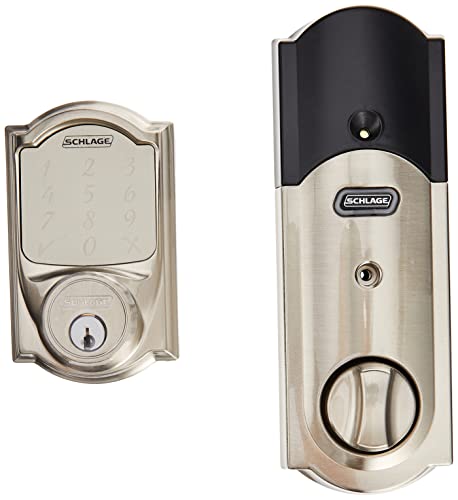 SCHLAGE BE479AA V CAM 619 Satin Nickel Sense Smart Deadbolt with Camelot Trim