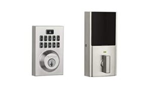 kwikset 99140-019 smartcode 914 modern contemporary smart lock keypad electronic deadbolt with smartkey security and z-wave plus, satin nickel