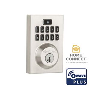 Kwikset 99140-019 SmartCode 914 Modern Contemporary Smart Lock Keypad Electronic Deadbolt With SmartKey Security and Z-Wave Plus, Satin Nickel