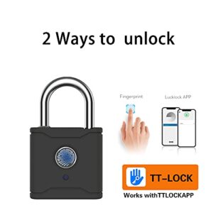 Fingerprint Padlock, Bluetooth Lock, Mobile APP, Smart Padlock , Water Resistant, USB Rechargeable,Suitable for Gym ,Outdoor,Warehouse, Sports,Suitcase, Bike, School, Fence and Storage