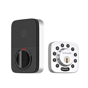 ultraloq u-bolt bluetooth enabled keypad smart 5-in-1 keyless entry | smartphone app for ios and android | anti-peep code | auto unlock & auto lock | match home aesthetics, satin nickel