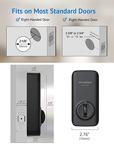 LaView Smart Lock + Connect Wi-Fi Bridge, Enabled Connect WiFi & Bluetooth Smart Door Lock, Wireless & Keyless Entry Door Lock, Fits Your Existing Deadbolt, Compatible with Alexa & Google Assistant