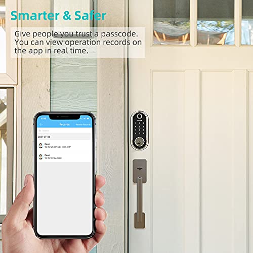 Security Smart Deadbolt, Hornbill Keyless Entry Door Lock with Biometric Fingerprint, Bluetooth Electronic Smart Lock with Keypad, App Control, Work with Alexa for Front Door, Bedroom, Apartment