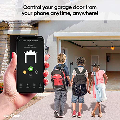 Atomi Smart Garage Door Opener - Built-in Camera, WiFi-Compatible with Alexa, Google Assistant, iOS, Android, and the Atomi Smart App, Wireless Control, Real-Time Notifications and Alerts