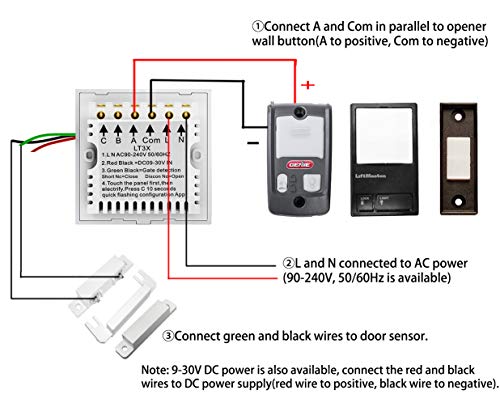 Wireless Garage Door Opener Remote WiFi Switch Universal Controlled by Smartphone for Automatic Gate Opener System (Without Door Sensor)