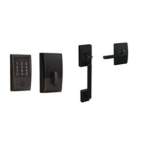 schlage be489wb cen 716 encode deadbolt smart lock | wifi touchscreen keypad, aged bronze & lock company century front entry handle latitude interior lever (aged bronze) fe285 cen 716 lat