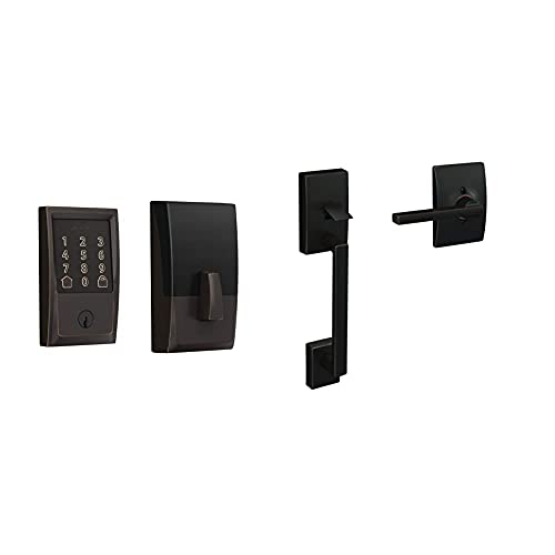 Schlage BE489WB CEN 716 Encode Deadbolt Smart Lock | WiFi Touchscreen Keypad, Aged Bronze & Lock Company Century Front Entry Handle Latitude Interior Lever (Aged Bronze) FE285 CEN 716 LAT