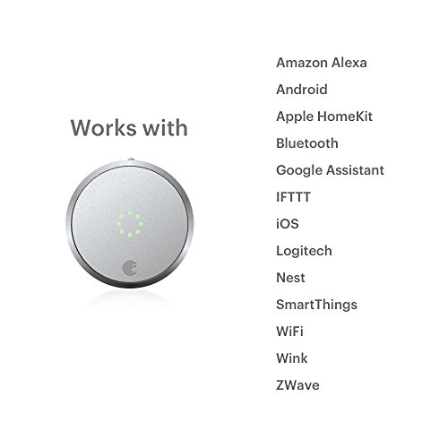 August AUG-SL-CON-S03 Silver Smart Lock Pro, 3rd Generation-Dark Gray, Apple Home Kit Compatible and Z-Wave Plus Enabled