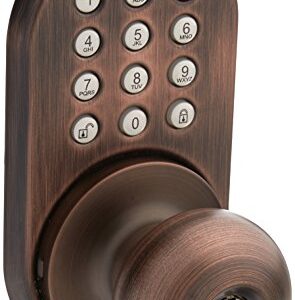 MiLocks XKK-02OB Digital Door Knob Lock with Keyless Entry via Remote Control and Keypad Code for Interior Doors - (Oil-Rubbed Bronze)