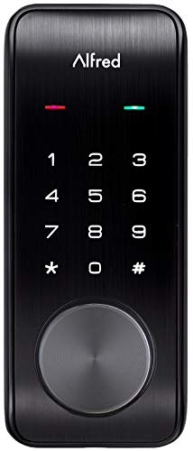 Alfred DB2-B Smart Door Lock Deadbolt Touchscreen Keypad, Pin Code + Key Entry + Bluetooth, Up to 20 Pin Codes (Black)