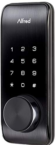 Alfred DB2-B Smart Door Lock Deadbolt Touchscreen Keypad, Pin Code + Key Entry + Bluetooth, Up to 20 Pin Codes (Black)