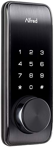 Alfred DB2-B Smart Door Lock Deadbolt Touchscreen Keypad, Pin Code + Key Entry + Bluetooth, Up to 20 Pin Codes (Black)