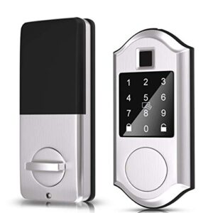 narpult fingerprint smart lock, keyless entry door lock, electronic deadbolt door lock, bluetooth keypad digital lock – app control, biometric, fobs, passcodes and keys. – satin nickel