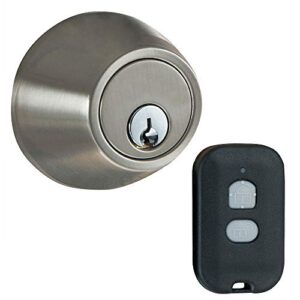 milocks wf-02sn digital deadbolt door lock with keyless entry via remote control for exterior doors, satin nickel