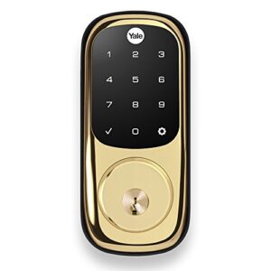 yale assure lock with z-wave – smart touchscreen deadbolt -works with ring alarm, samsung smartthings, wink and more (hub required, sold separately) – polished brass