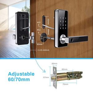 Tiffane Smart Lever Door Lock with Keypad Fingerprint Door Lock Keyless Entry Door Lock Bedroom Door Lock Security for Smart Home Office(Silver)