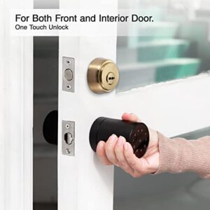 YEEUU Smart Door Lock with Fingerprint, NFC, App, Code, Backup Keys, Stylish Bluetooth Door Knob (Black, Fingerprint + Bluetooth)