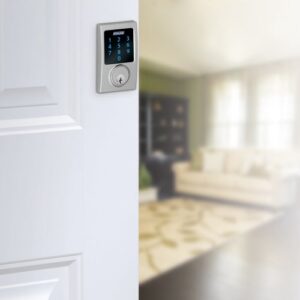 Schlage Z-Wave Connect Century Touchscreen Deadbolt with Built-In Alarm, Satin Chrome, BE469 CEN 626, Works with Alexa via SmartThings, Wink or Iris