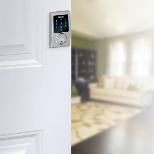 Schlage Z-Wave Connect Century Touchscreen Deadbolt with Built-In Alarm, Satin Chrome, BE469 CEN 626, Works with Alexa via SmartThings, Wink or Iris